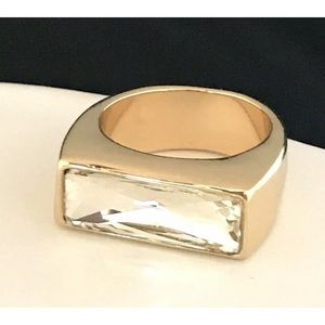 Jewelry | Designer Statement Ring Large Crystal Gold Tone | Poshmark